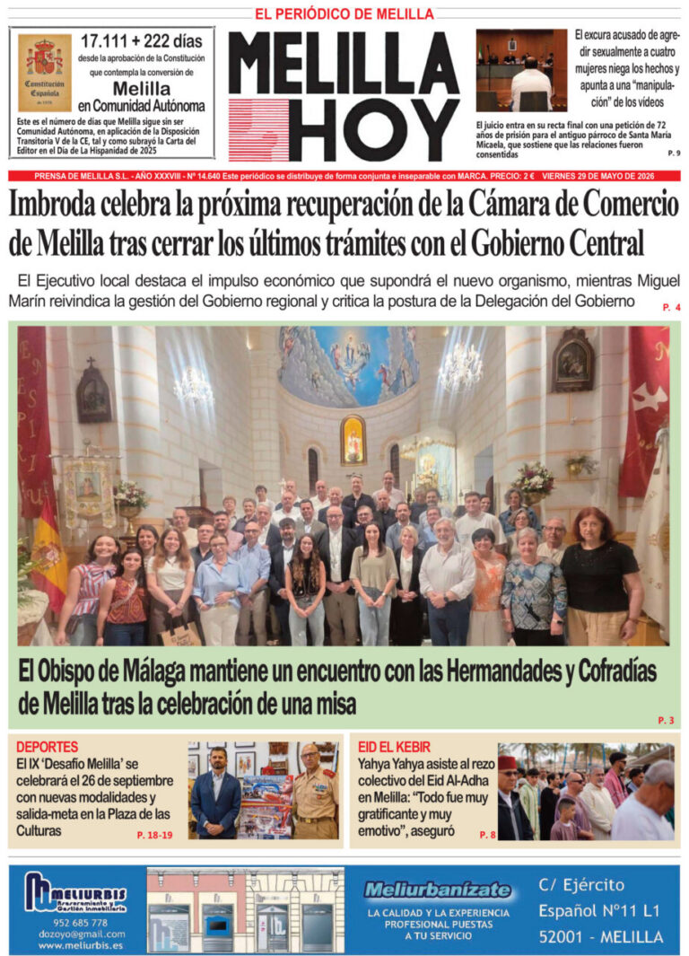 Consulte la portada de MELILLA HOY del lunes 1 de junio de 2026 ...